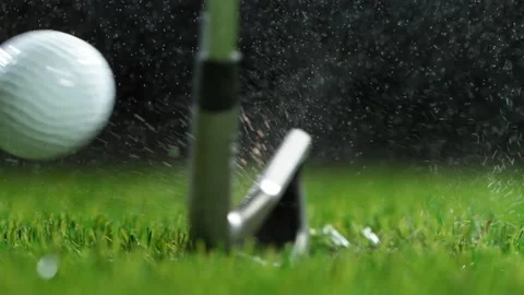 Super slow motion of hitting golfball in... | Stock Video | Pond5
