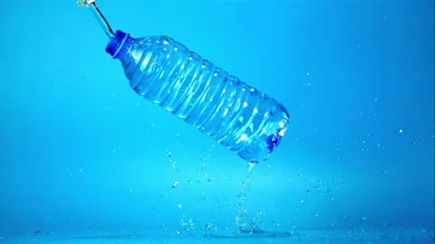 Super slow motion of the water bottle fa... | Stock Video | Pond5