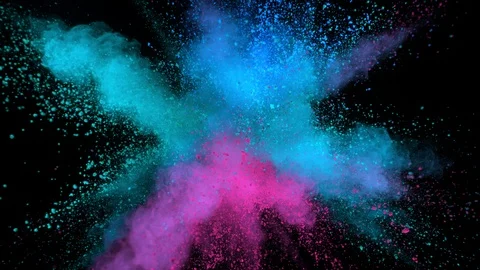 Super slowmotion shot of color powder ex... | Stock Video | Pond5