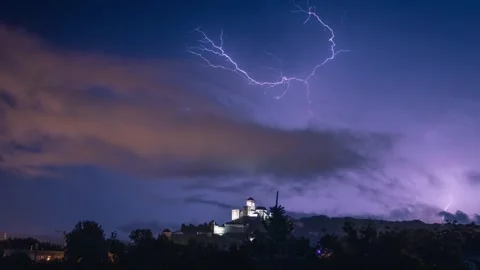 supercell thunder lightning strom into d... | Stock Video | Pond5