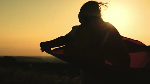 Superhero girl cloak cape super brave su... | Stock Video | Pond5