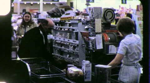SUPERMARKET CHECK OUT Line Clerk Grocery... | Stock Video | Pond5