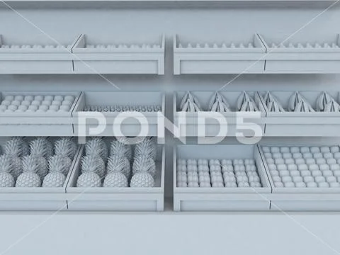 Supermarket Shelves Front View