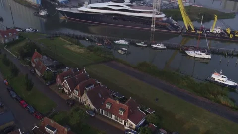 Superyacht project 1010 leaving the ship... | Stock Video | Pond5