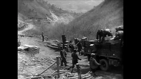 Supply lines in Korea are crude and basi... | Stock Video | Pond5