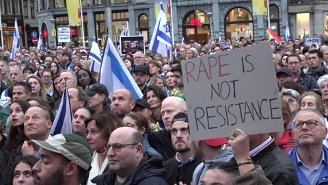 Support protest Israel, 'rape is not res... | Stock Video | Pond5