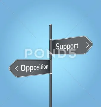 Support vs opposition choice road sign on blue background ~ Clip Art ...