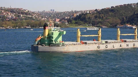 Supramax dry cargo ship. Back view | Stock Video | Pond5