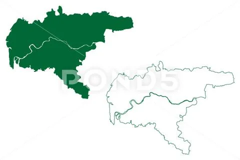 Surat district (Gujarat State, Republic of India) map vector ...