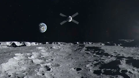 Surface of the Moon and the Orion Space ... | Stock Video | Pond5