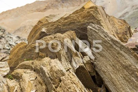Surface of rocks with sedimented debris over time. Martian landscape ...