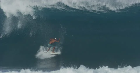 Surfer surfing barrel tube wave at Banza... | Stock Video | Pond5