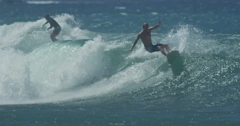 Surfer surfing short board ocean wave Ha... | Stock Video | Pond5