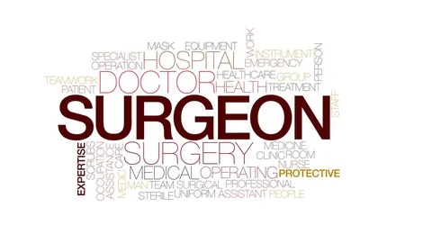 Surgeon animated word cloud, text design... | Stock Video | Pond5