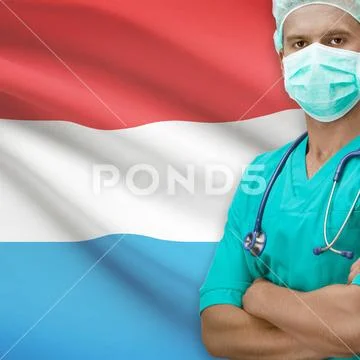 Surgeon with flag on background series - Luxembourg Surgeon with flag ...