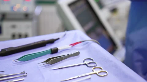Surgical scissors, forceps and electric ... | Stock Video | Pond5