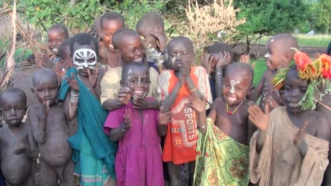 Suri tribe children singing, Omo valley,... | Stock Video | Pond5