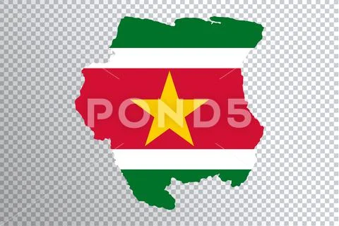 Suriname flag on map, transparent background: Graphic #218370849