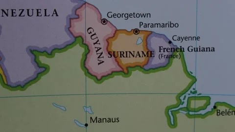 Suriname on a map. Political map of Suri... | Stock Video | Pond5