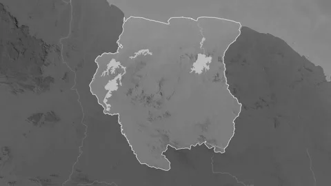 Suriname map - solid. Border. Grayscale.... | Stock Video | Pond5