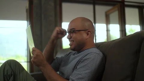 Surprise moment Young man using social m... | Stock Video | Pond5