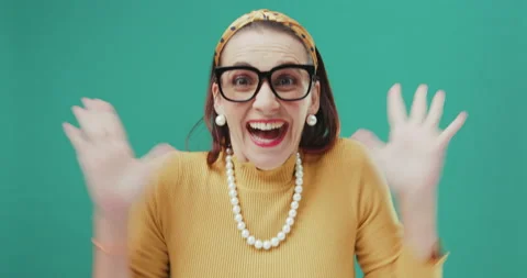 Surprised woman clapping hands. | Stock Video | Pond5