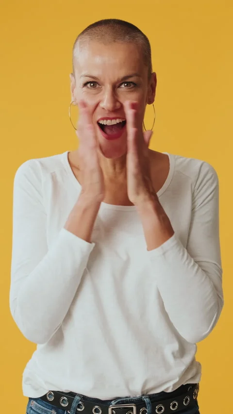 Surprised woman clapping her hands looki... | Stock Video | Pond5