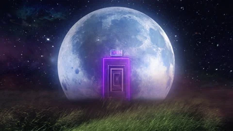 Surrealistic Moon Door Entrance On Groun... | Stock Video | Pond5