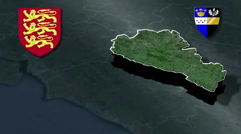 Surrey with Coat of arms animation map | Stock Video | Pond5