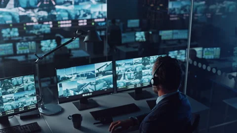 Surveillance Police Officer Monitoring C... | Stock Video | Pond5