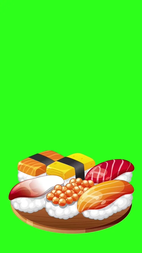 Sushi Platter Animation on Green Backgro... | Stock Video | Pond5