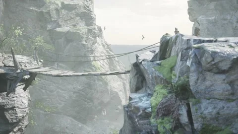 Suspended Bridge, Background, Waterfall,... | Stock Video | Pond5