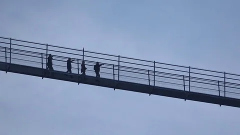 Suspension bridge, hanging bridge, chain... | Stock Video | Pond5