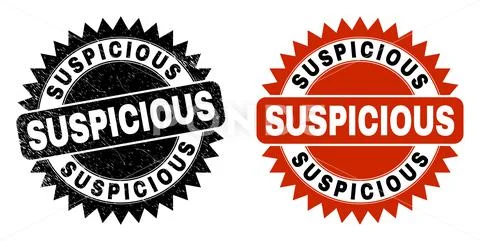 SUSPICIOUS Black Rosette Seal with Rubber Texture: Graphic #145301701