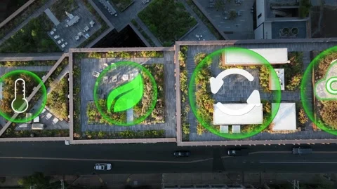 Sustainable Smart Building Rooftops with... | Stock Video | Pond5