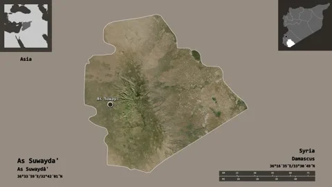 As Suwayda' location. Syria. Satellite m... | Stock Video | Pond5
