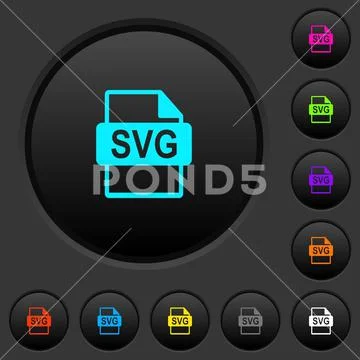 SVG file format dark push buttons with color icons: Royalty Free #151815262