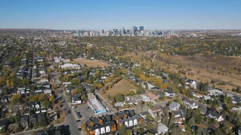SW Calgary Aerial Shot with Downtown in ... | Stock Video | Pond5