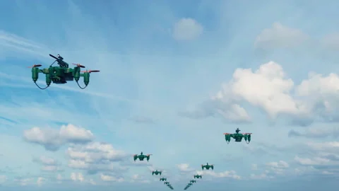 A swarm of military sniper drones, power... | Stock Video | Pond5
