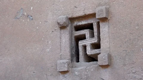 Swastika Shaped window in Old building i... | Stock Video | Pond5