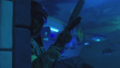 Swat man with Assault rifle loading bull... | Stock Video | Pond5