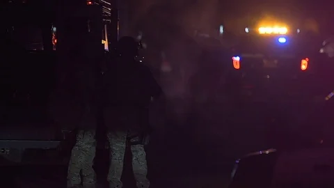 SWAT Waiting On Scene With Police In The... | Stock Video | Pond5