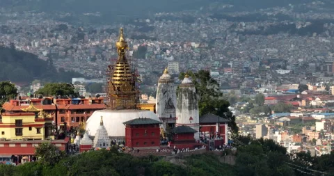 Swayambhu Stupa Kathmandu Nepal Drone Sh... | Stock Video | Pond5