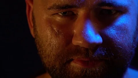 A sweaty bearded man with a beard and a ... | Stock Video | Pond5