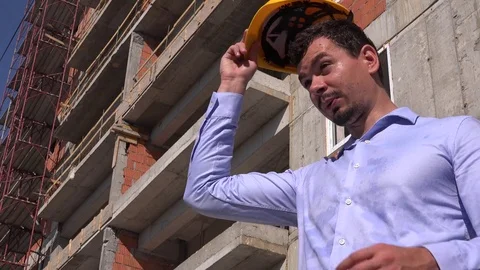 Sweaty stressed construction worker at w... | Stock Video | Pond5