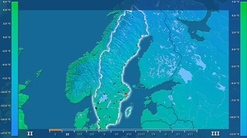 Sweden - average temperature, borders an... | Stock Video | Pond5