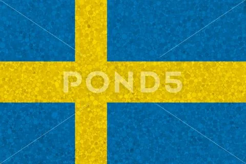 Sweden flag on styrofoam texture Illustration #202609384