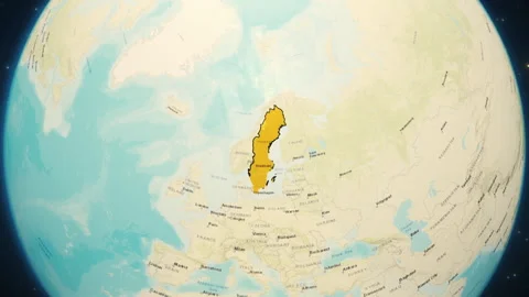 Sweden Map On Earth Globe - Flat Style | Stock Video | Pond5