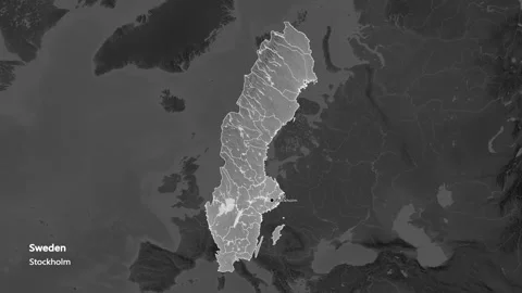 Sweden map - extract. Regions. Grayscale... | Stock Video | Pond5