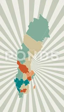 Sweden map. Poster with map of the country in retro color palette ...
